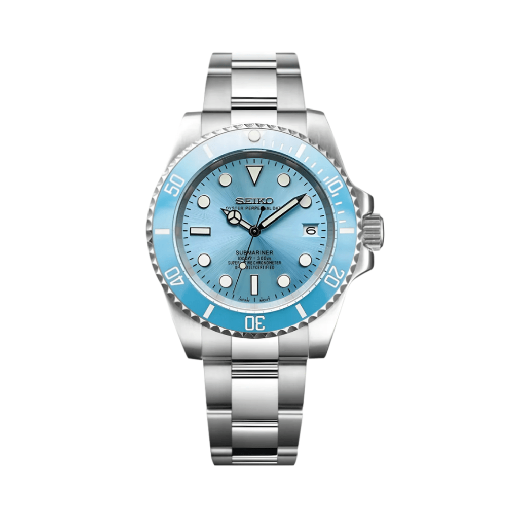 Seiko Mod Submariner Baby Blue – customseikomods.com